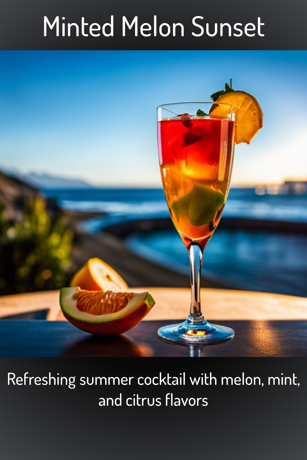 Minted Melon Sunset, Refreshing summer cocktail with melon, mint, and ...
