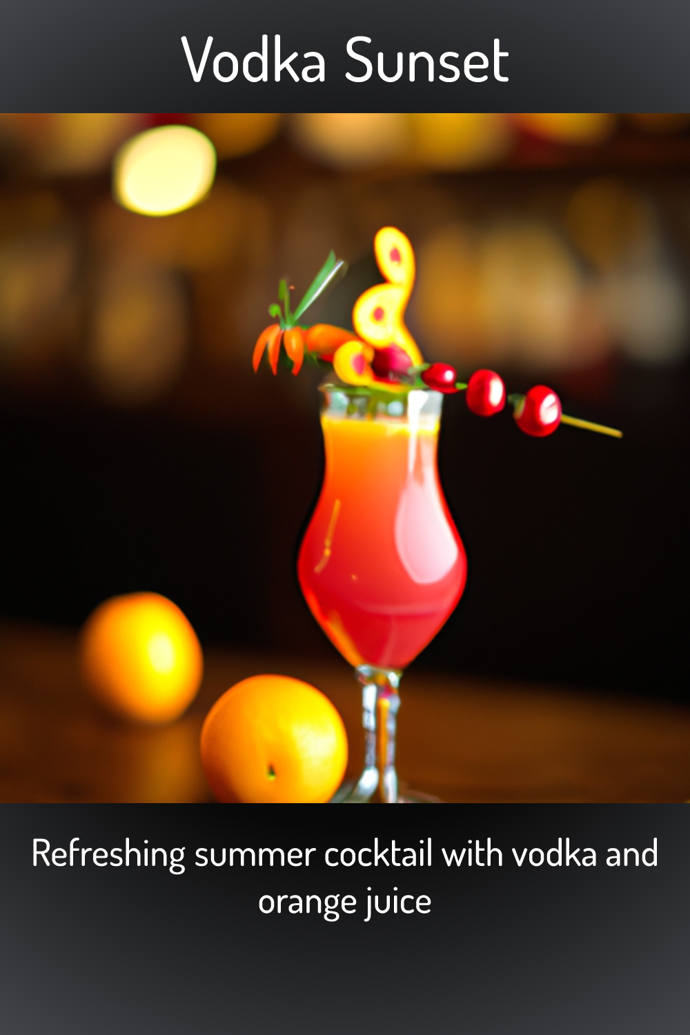 Vodka Sunset Refreshing Summer Cocktail With Vodka And Orange Juice