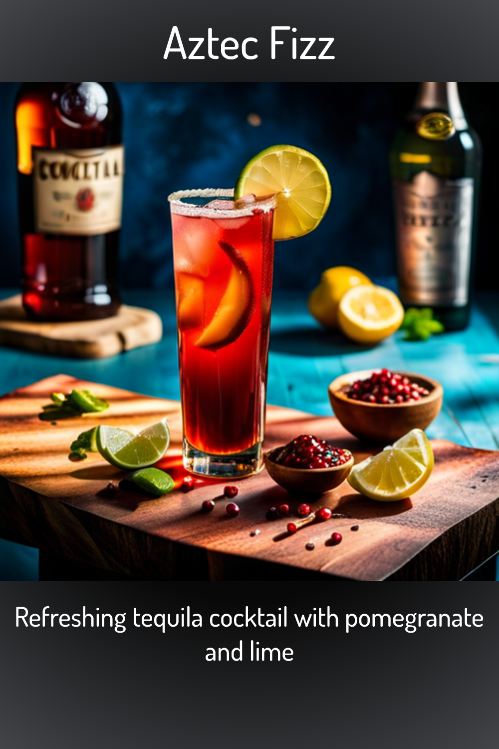 Aztec Fizz Refreshing Tequila Cocktail With Pomegranate And Lime
