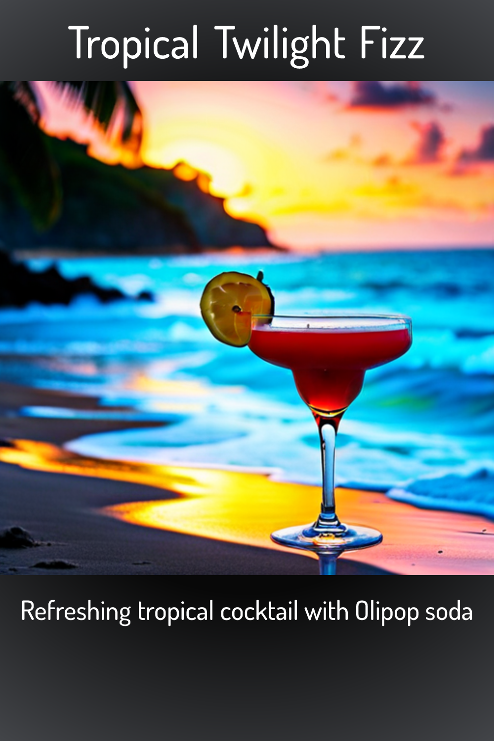 Tropical Twilight Fizz, Refreshing tropical cocktail with Olipop soda