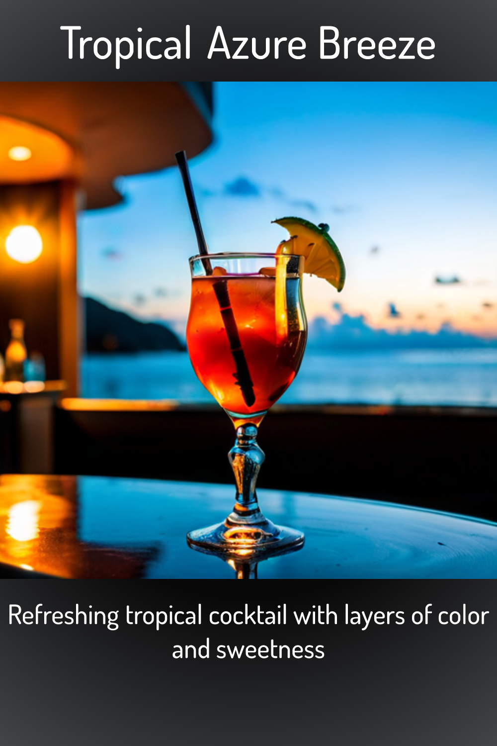 Tropical Azure Breeze Refreshing Tropical Cocktail With Layers Of