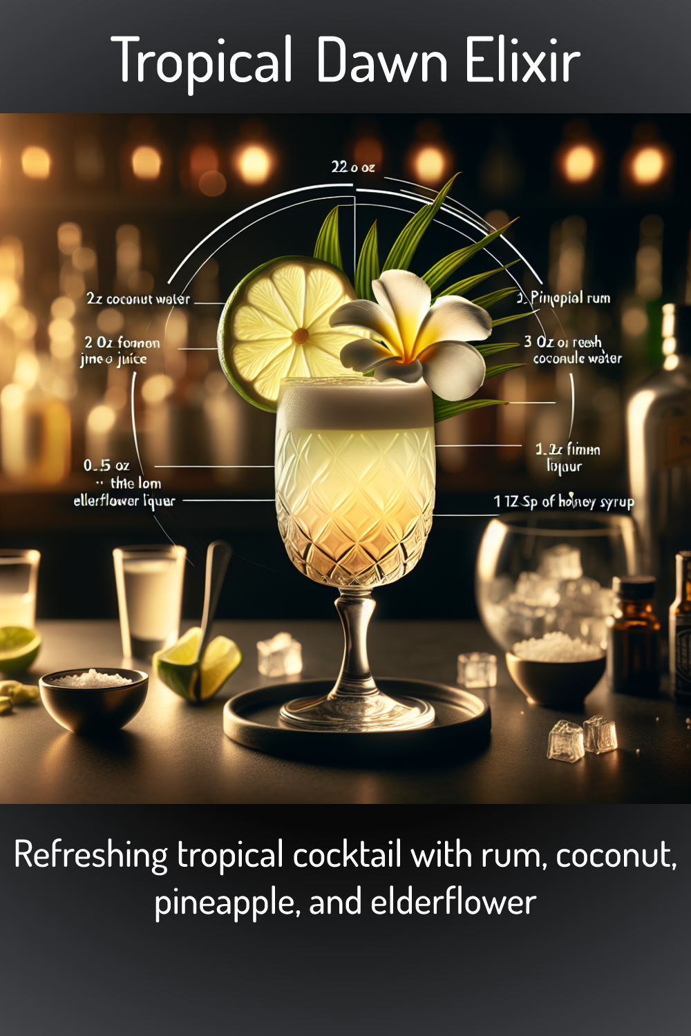 Tropical Dawn Elixir, Refreshing tropical cocktail with rum, coconut ...