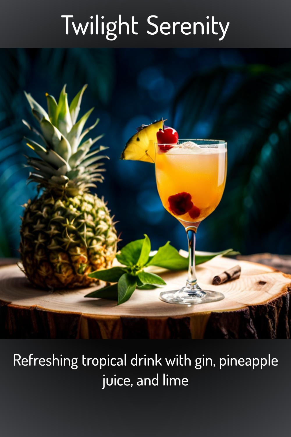 Twilight Serenity Refreshing Tropical Drink With Gin Pineapple Juice