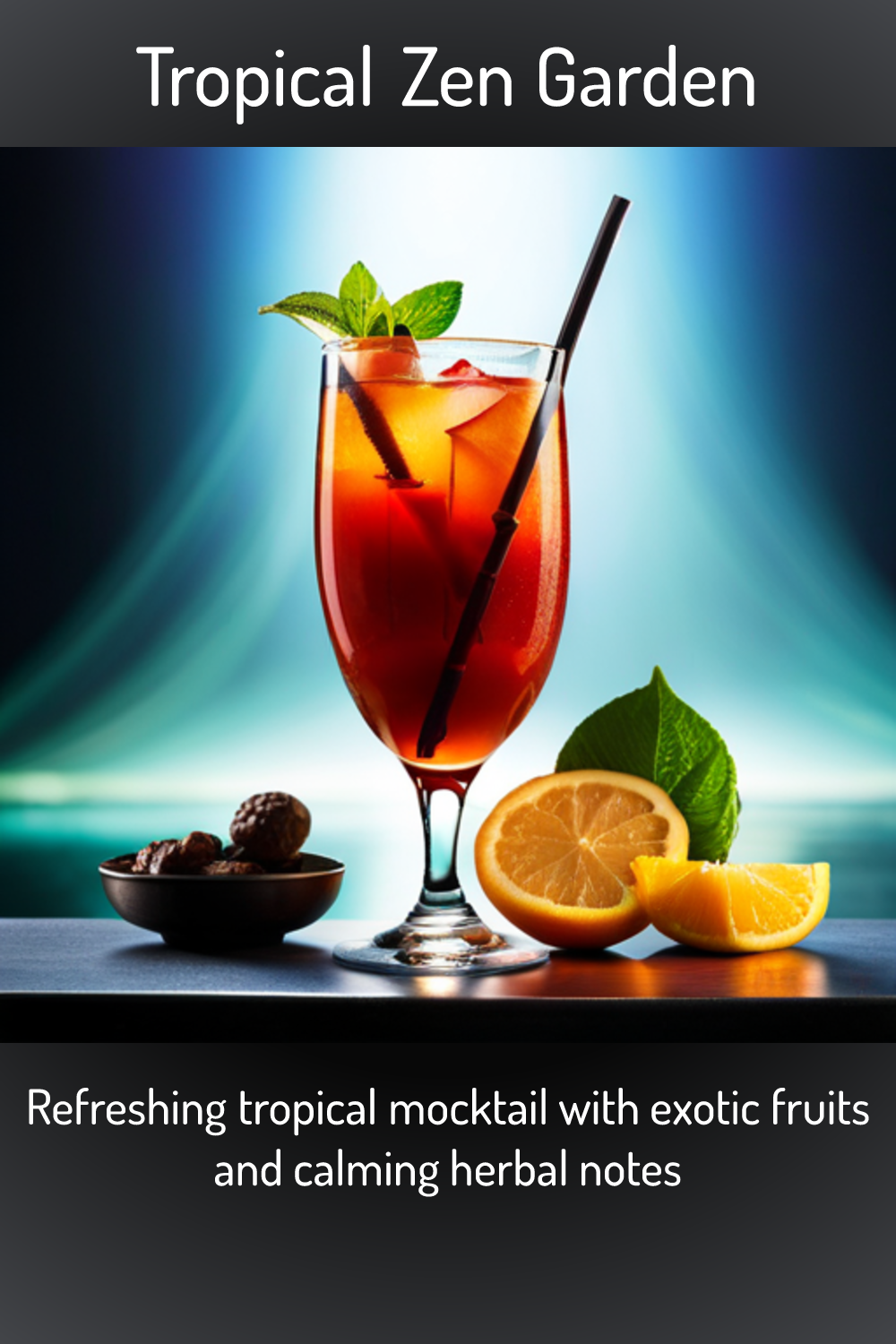 Tropical Zen Garden, Refreshing tropical mocktail with exotic fruits ...