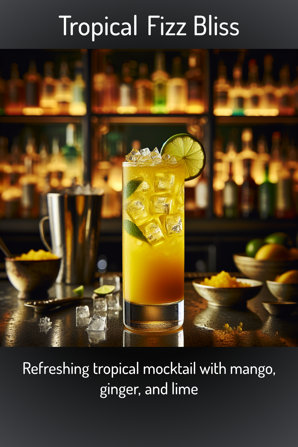 Tropical Fizz Bliss, Refreshing tropical mocktail with mango, ginger ...
