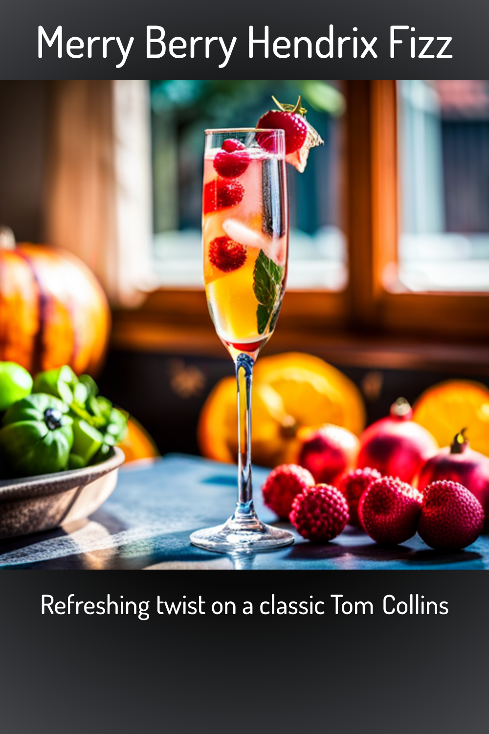 Merry Berry Hendrix Fizz, Refreshing twist on a classic Tom Collins