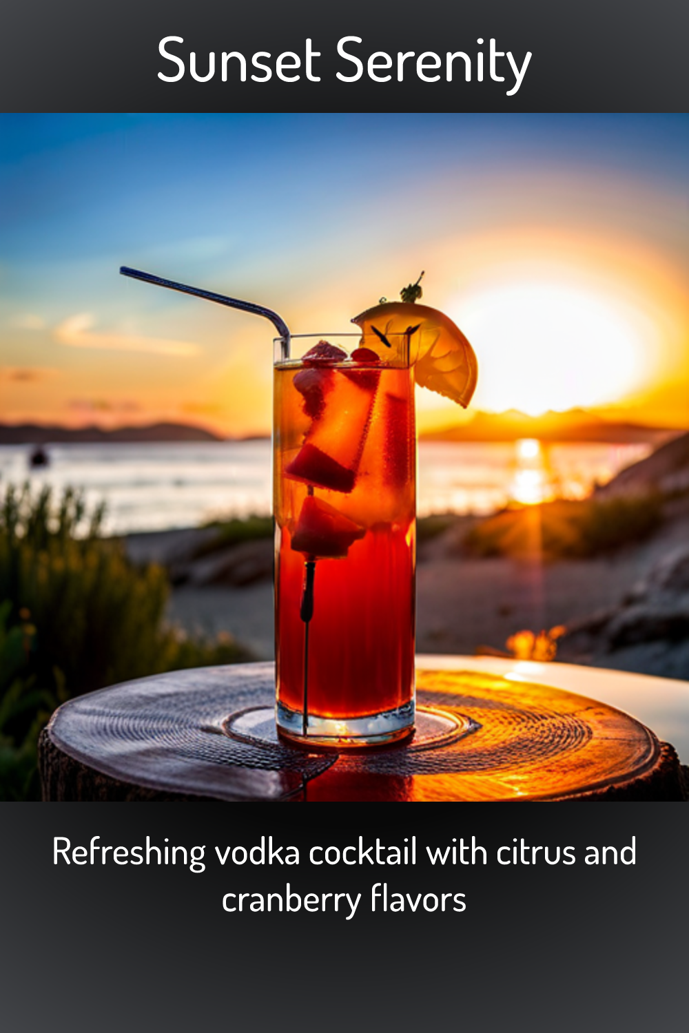 Sunset Serenity Refreshing Vodka Cocktail With Citrus And Cranberry