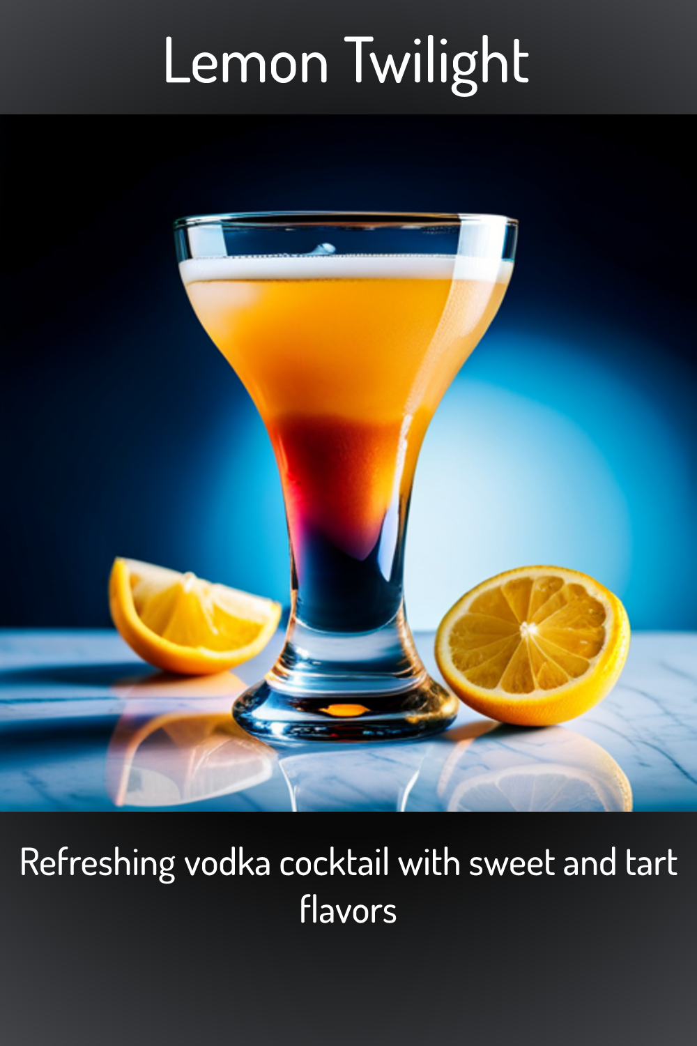 Lemon Twilight, Refreshing vodka cocktail with sweet and tart flavors