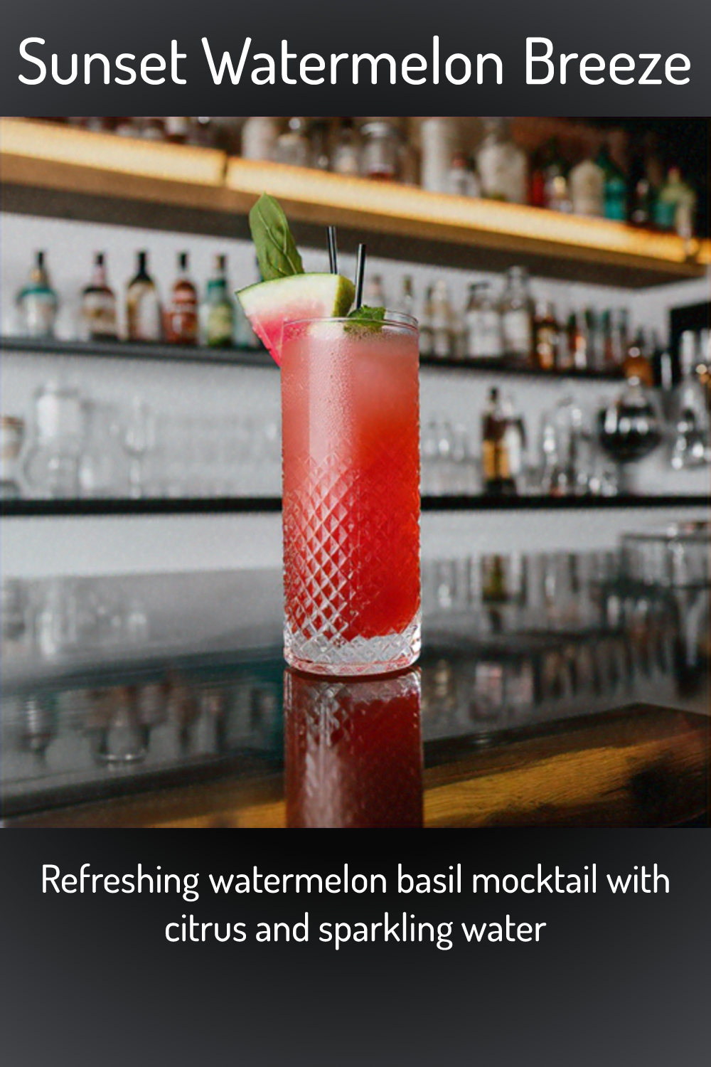 Sunset Watermelon Breeze, Refreshing watermelon basil mocktail with ...