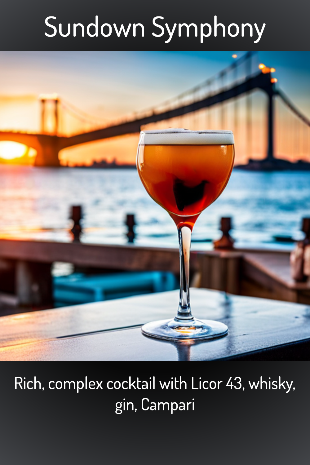 Sundown Symphony, Rich, complex cocktail with Licor 43, whisky, gin ...