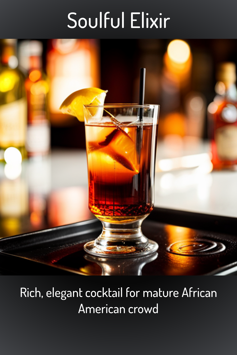 Soulful Elixir, Rich, elegant cocktail for mature African American crowd
