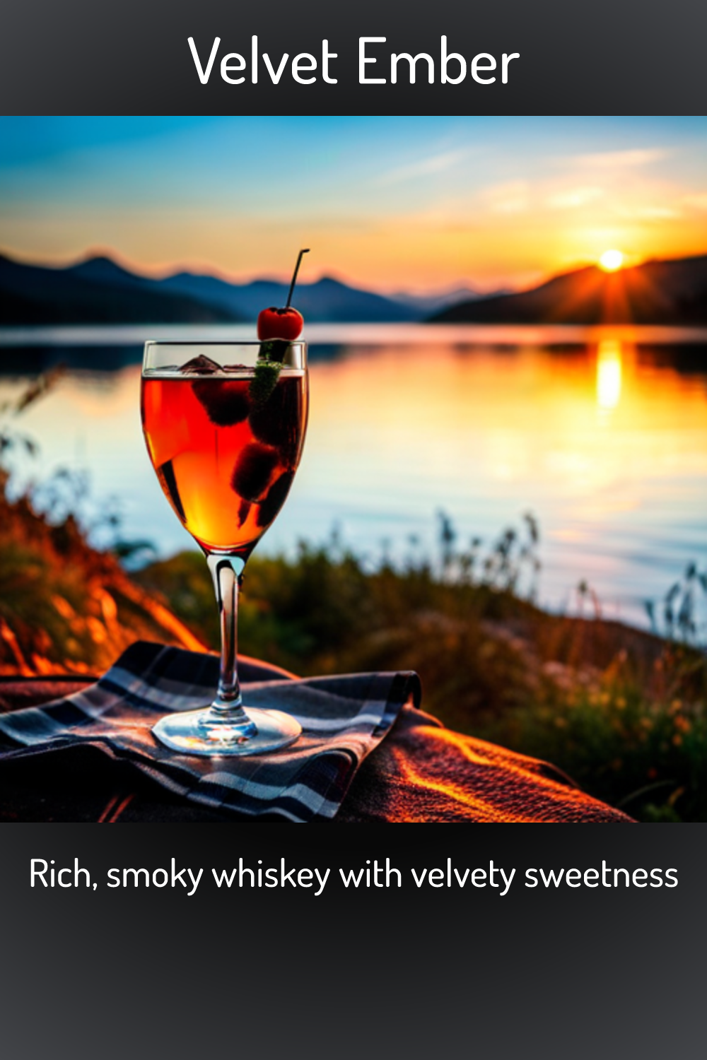 Velvet Ember, Rich, smoky whiskey with velvety sweetness