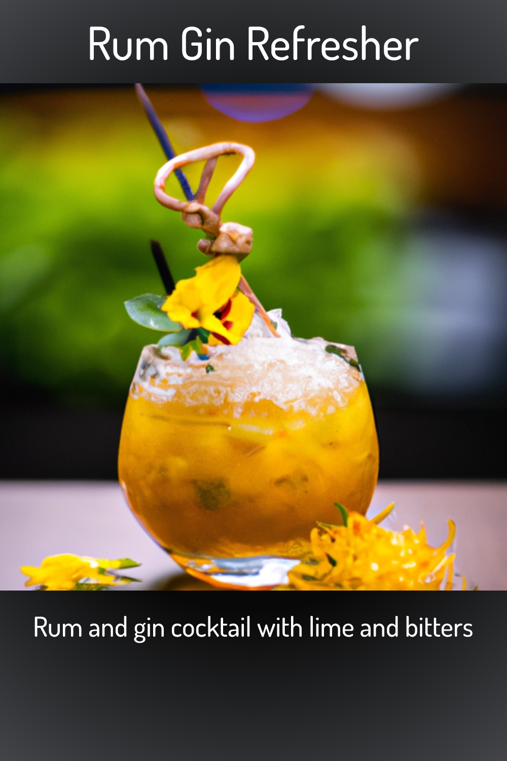 Rum Gin Refresher, Rum and gin cocktail with lime and bitters