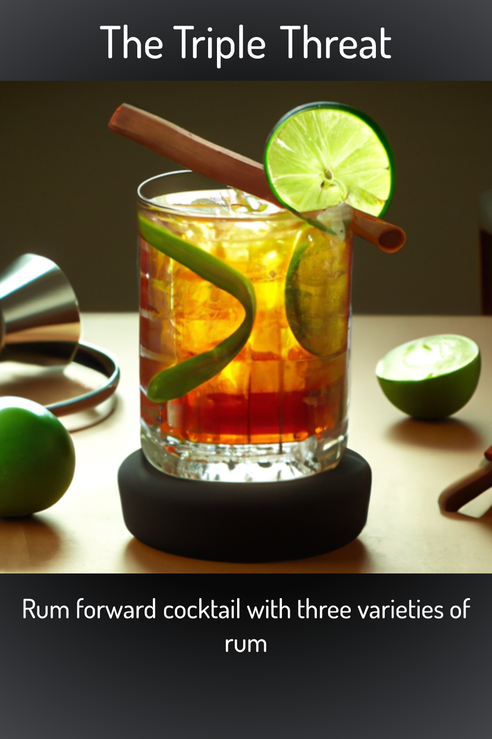 The Triple Threat, Rum forward cocktail with three varieties of rum