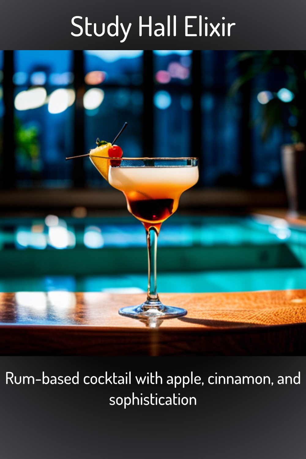 Study Hall Elixir, Rum-based cocktail with apple, cinnamon, and sophistication