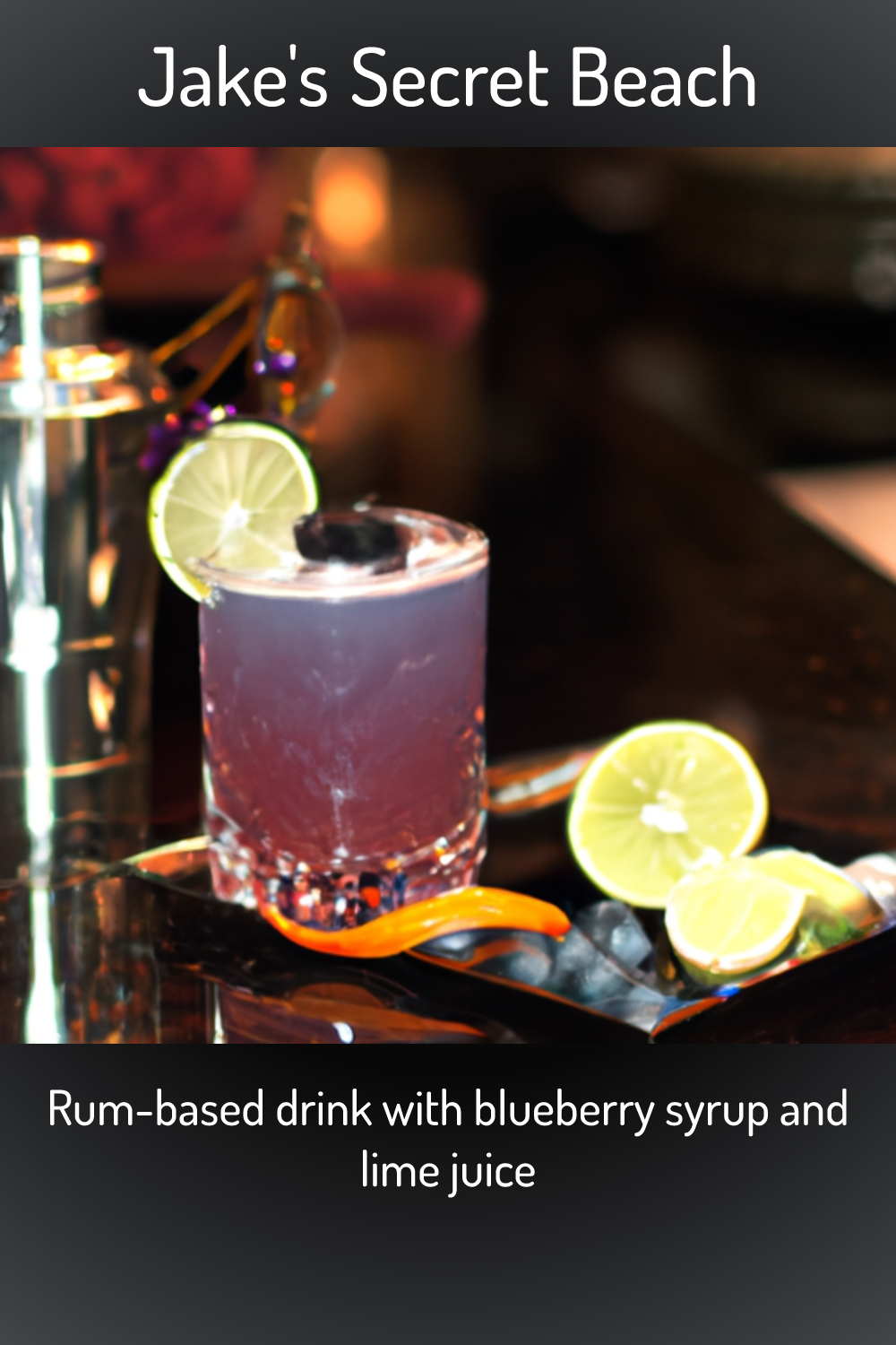 Jake's Secret Beach, Rum-based drink with blueberry syrup and lime juice