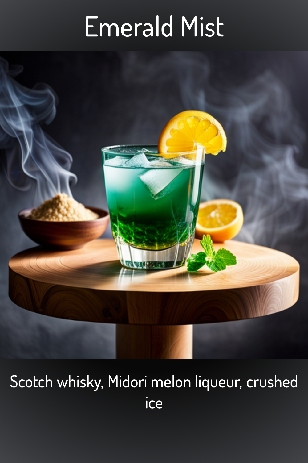 Emerald Mist Scotch Whisky Midori Melon Liqueur Crushed Ice