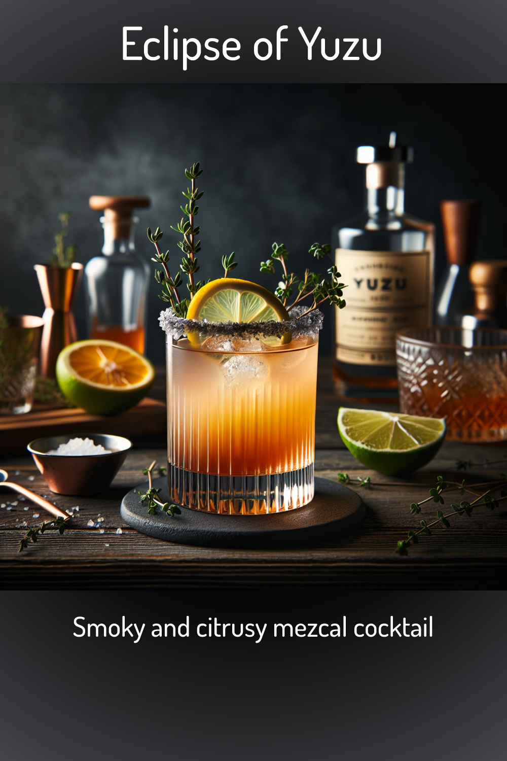 Eclipse of Yuzu, Smoky and citrusy mezcal cocktail