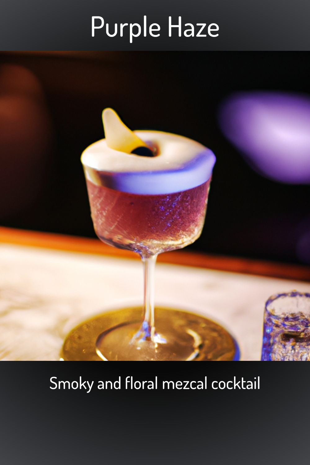 Purple Haze, Smoky and floral mezcal cocktail