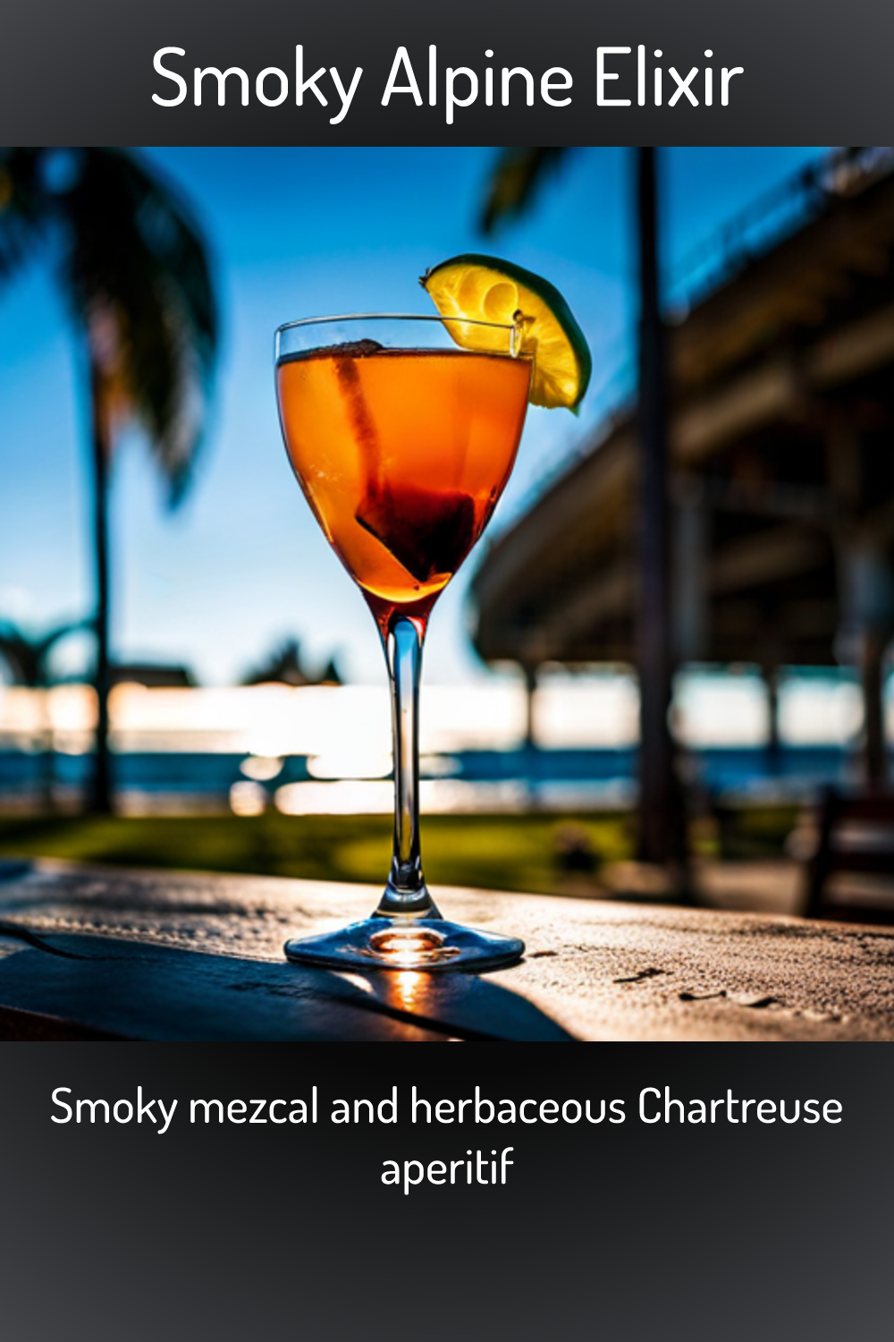 Smoky Alpine Elixir, Smoky mezcal and herbaceous Chartreuse aperitif