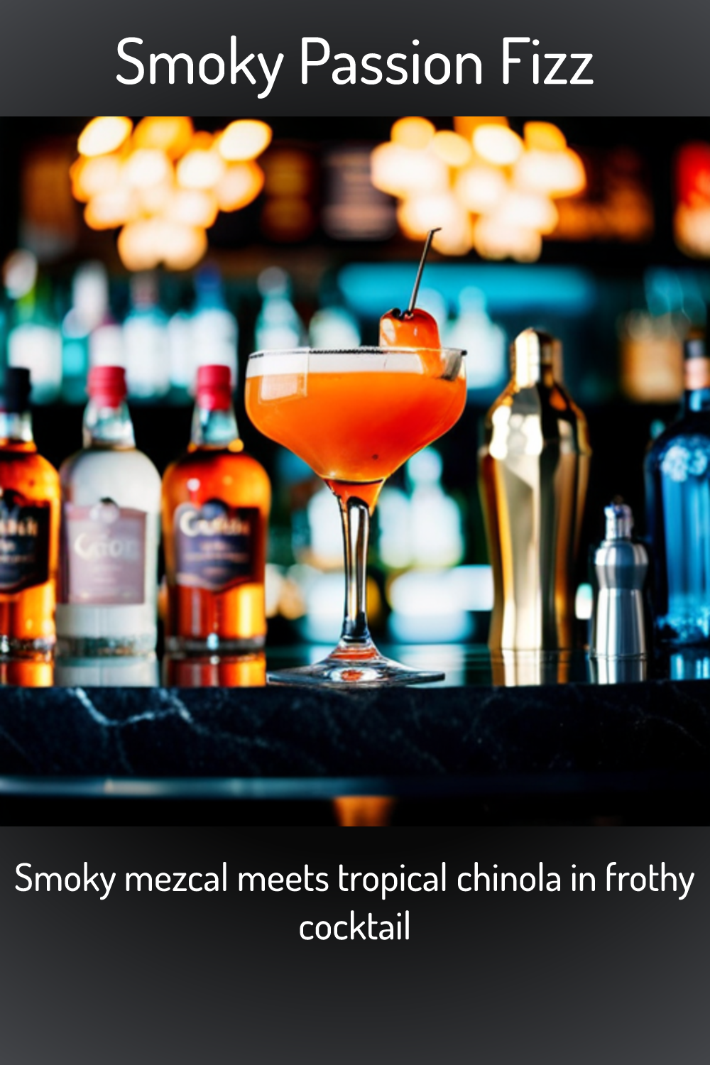 Smoky Passion Fizz, Smoky mezcal meets tropical chinola in frothy cocktail