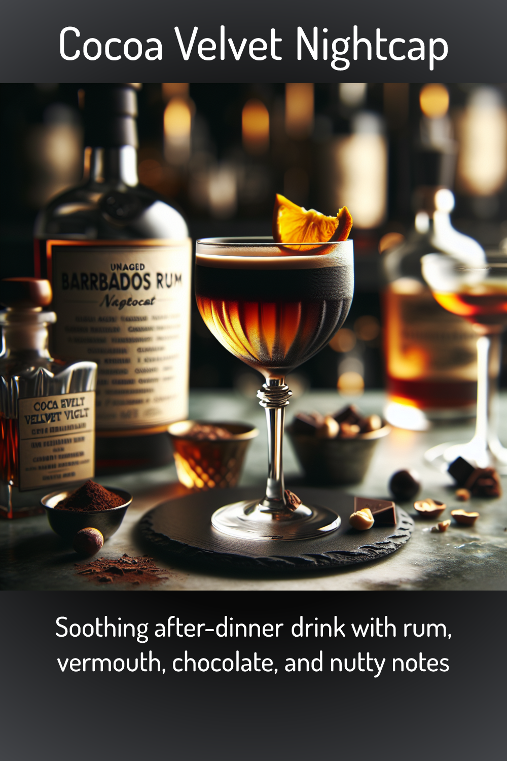 Cocoa Velvet Nightcap, Soothing after-dinner drink with rum, vermouth ...