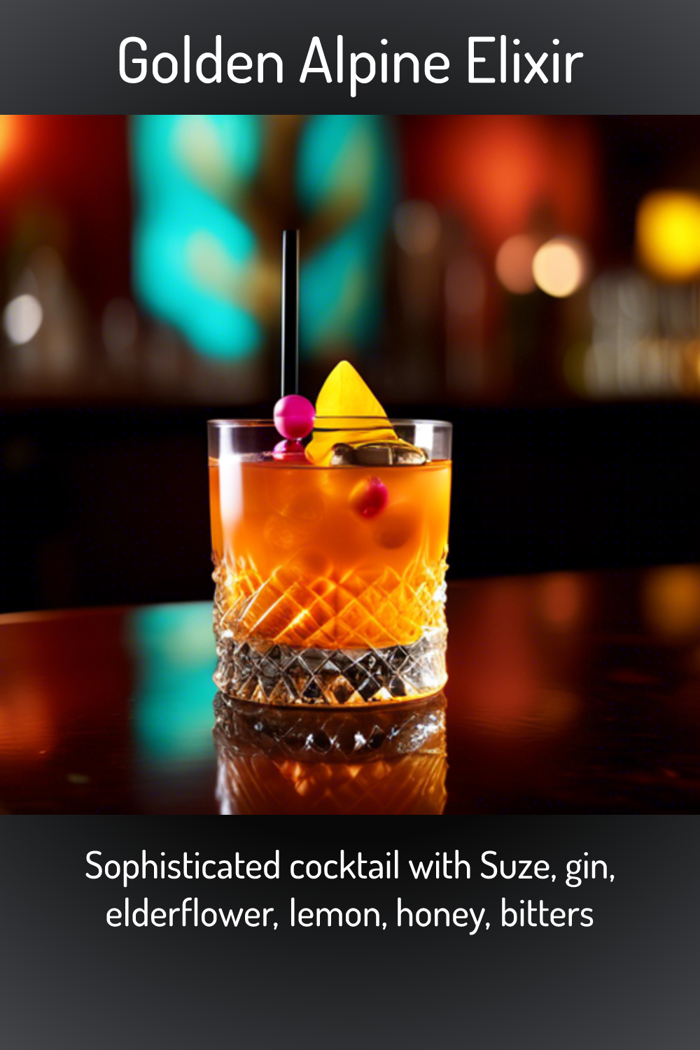 Golden Alpine Elixir, Sophisticated cocktail with Suze, gin ...