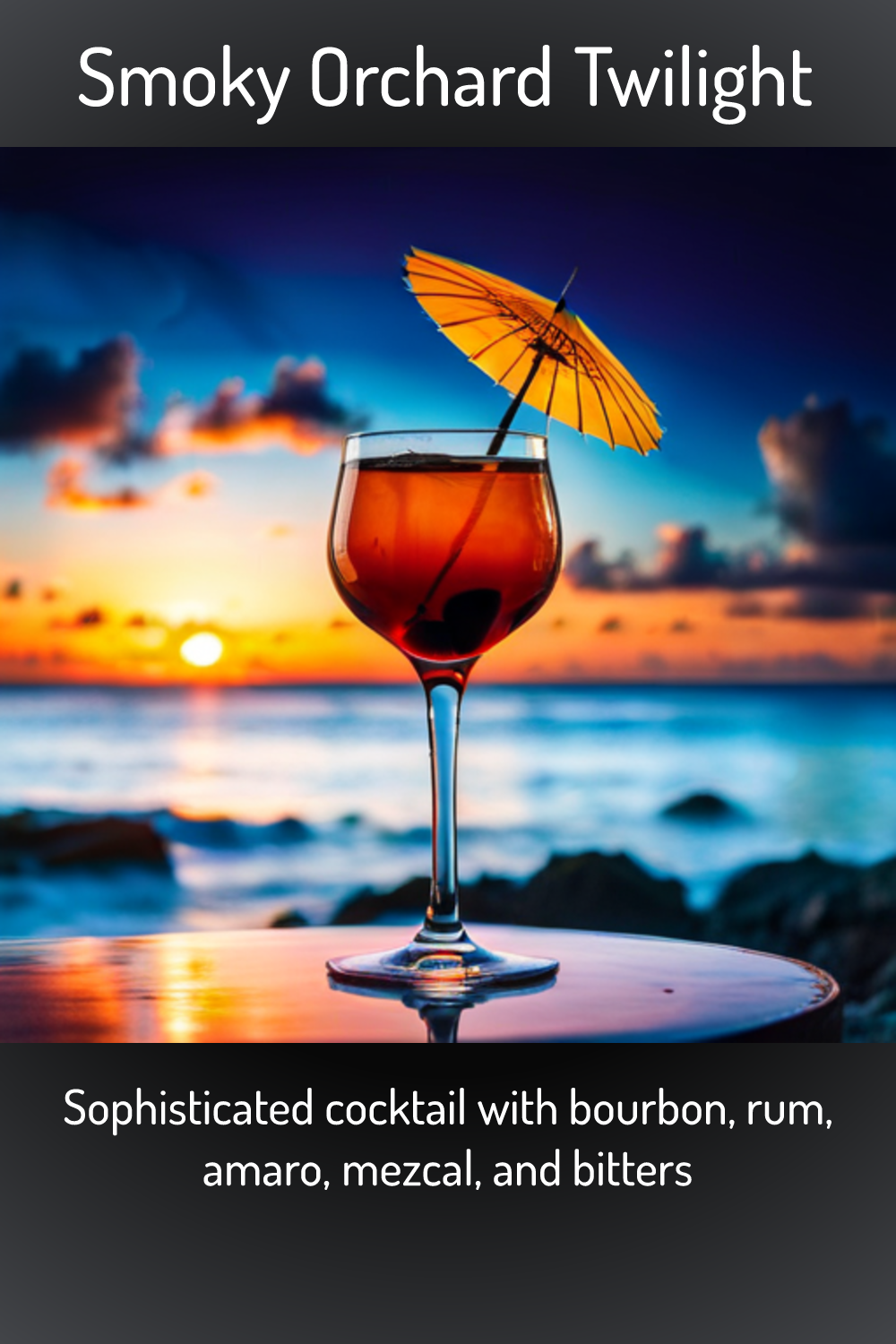 Smoky Orchard Twilight Sophisticated Cocktail With Bourbon Rum Amaro