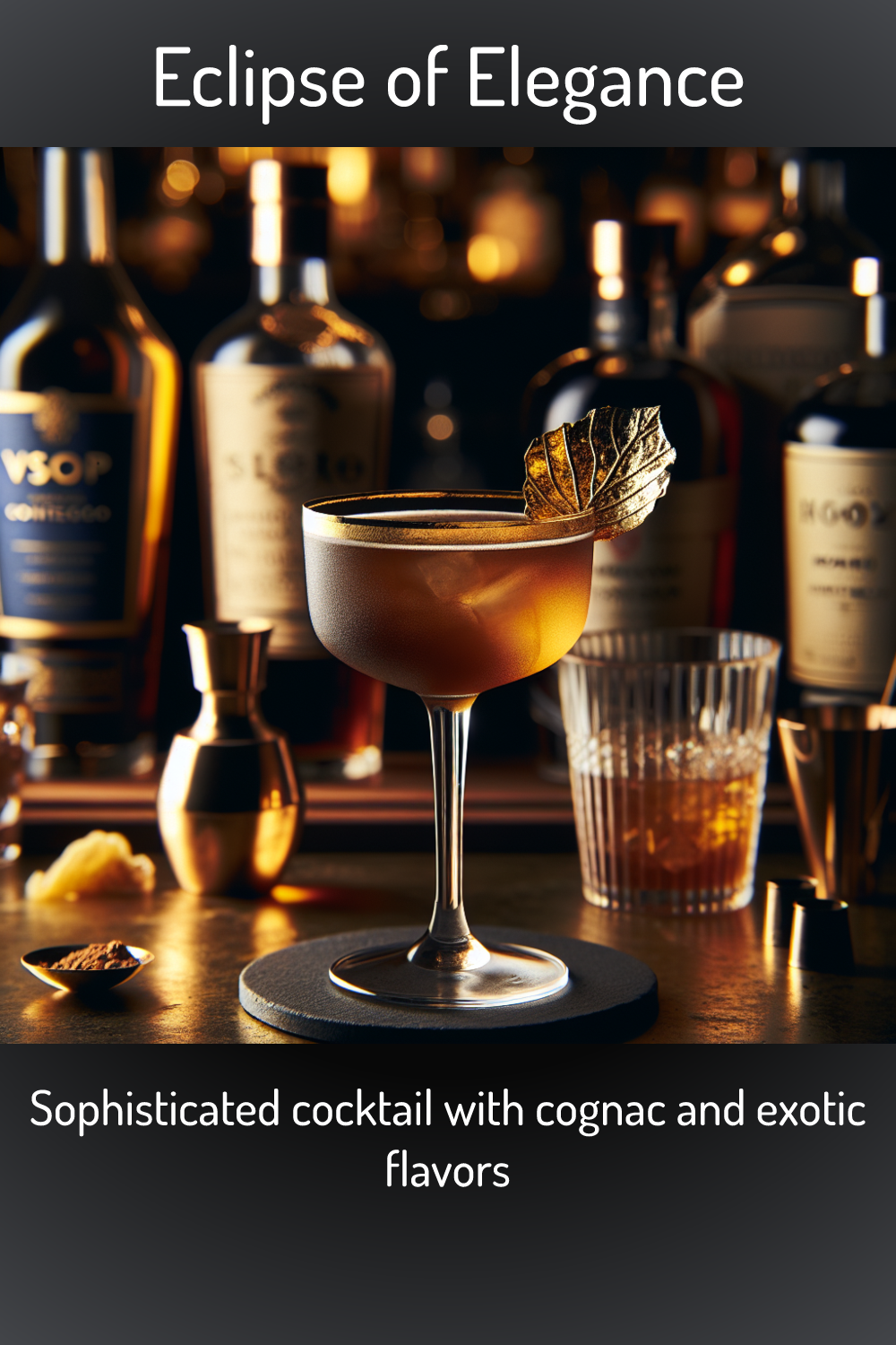 Eclipse of Elegance, Sophisticated cocktail with cognac and exotic flavors