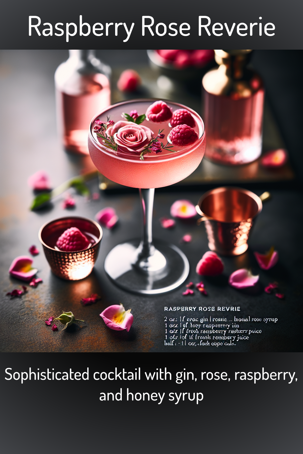 Raspberry Rose Reverie Sophisticated Cocktail With Gin Rose Raspberry And Honey Syrup