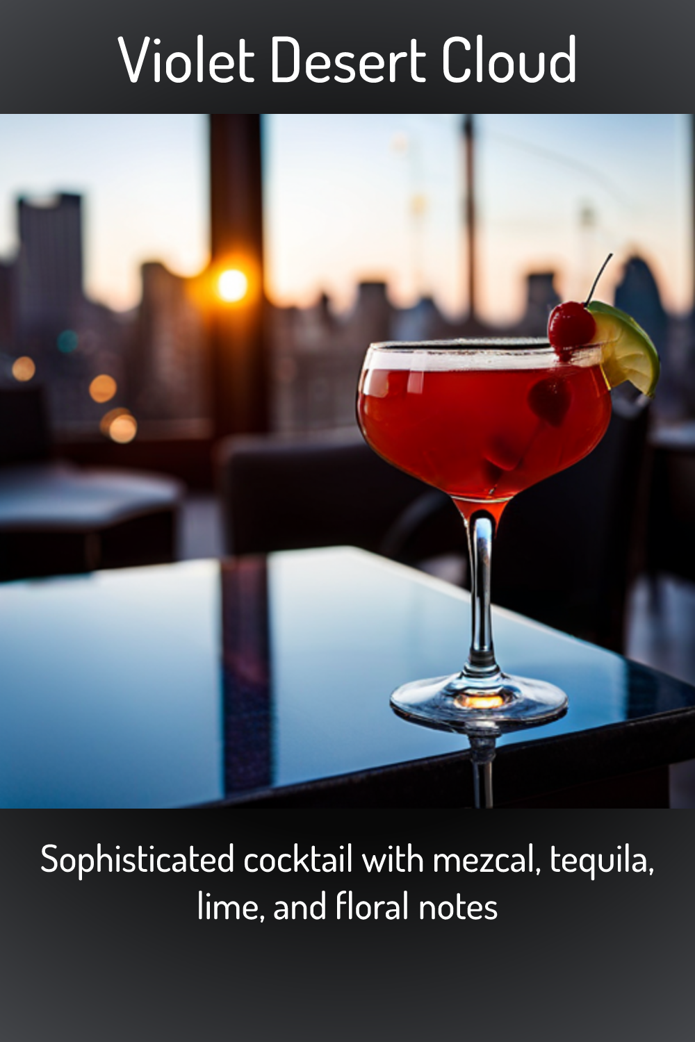 Violet Desert Cloud, Sophisticated cocktail with mezcal, tequila, lime ...