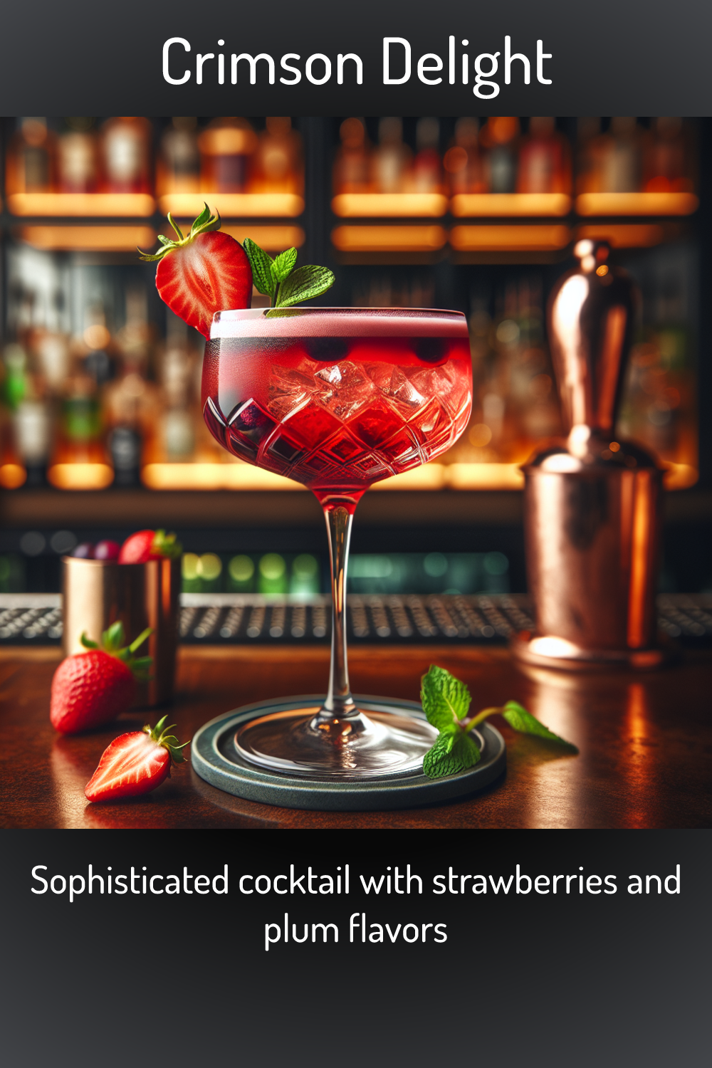 Crimson Delight, Sophisticated cocktail with strawberries and plum flavors