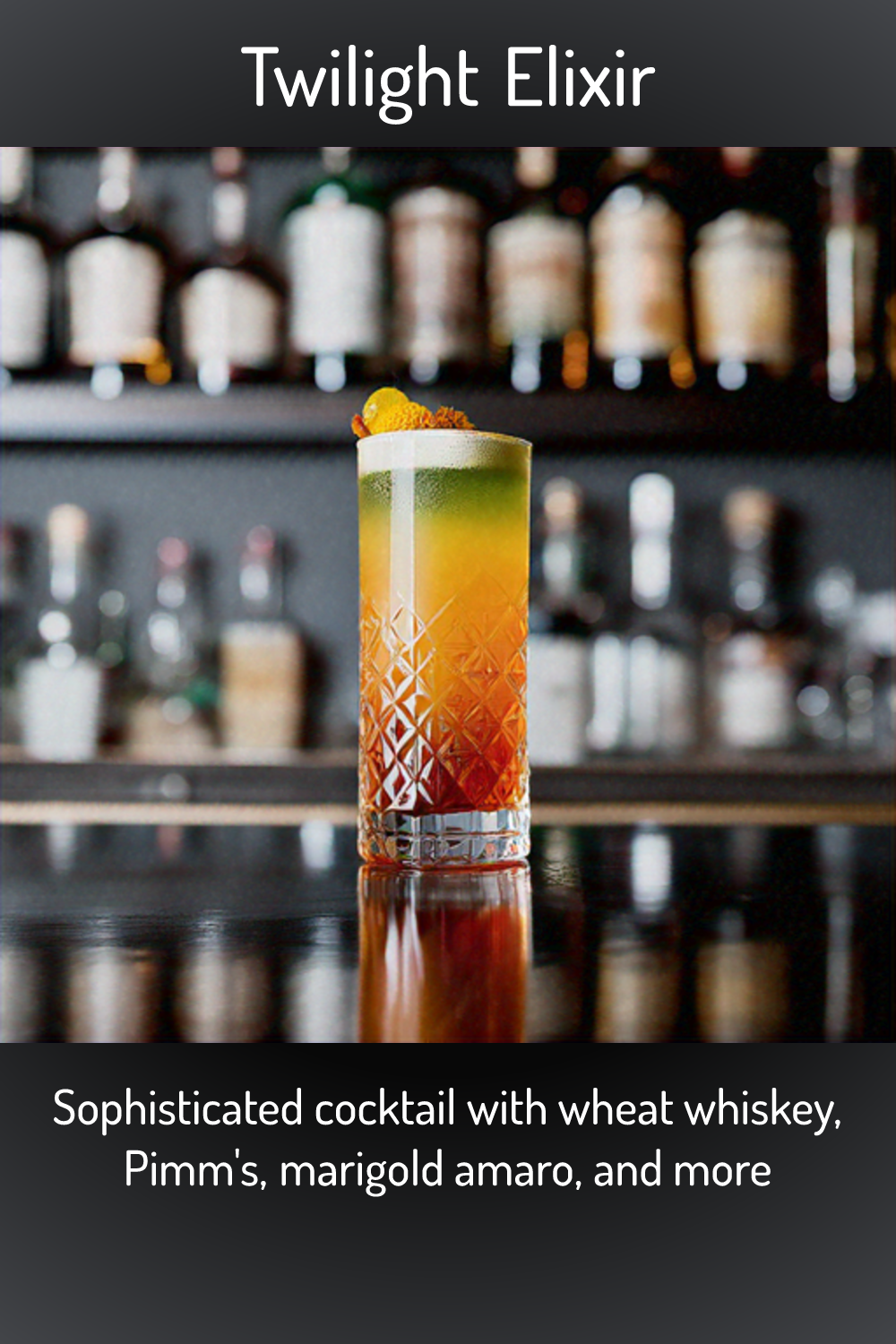Twilight Elixir, Sophisticated cocktail with wheat whiskey, Pimm's ...