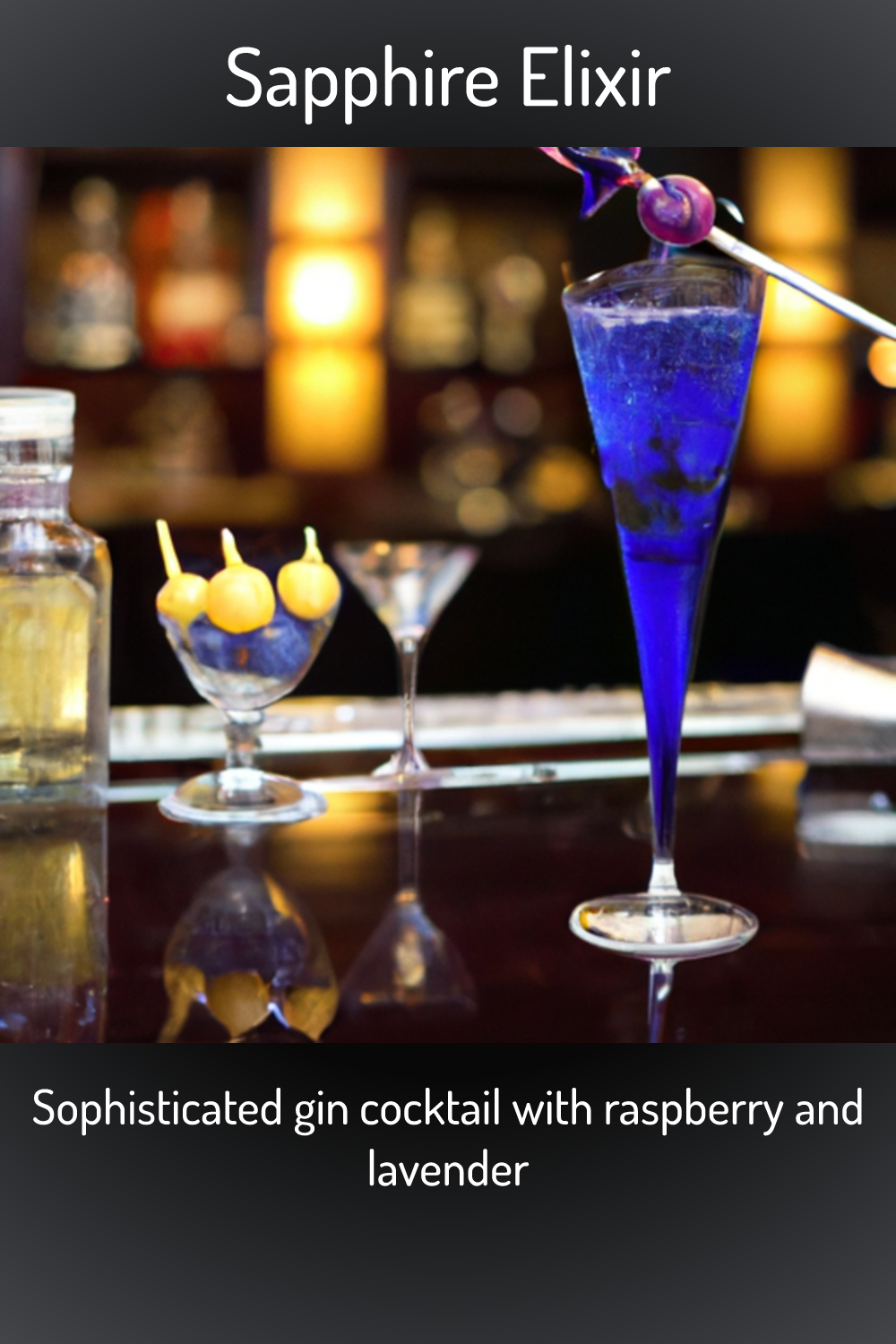 Sapphire Elixir, Sophisticated gin cocktail with raspberry and lavender