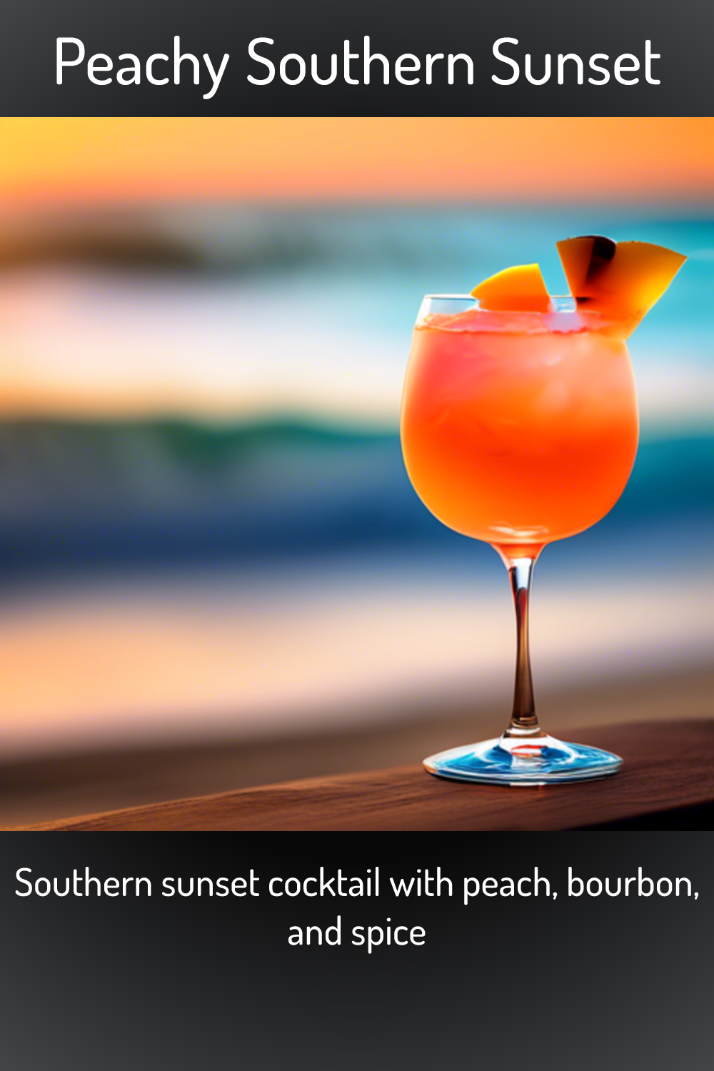 Peachy Southern Sunset, Southern sunset cocktail with peach, bourbon, and spice