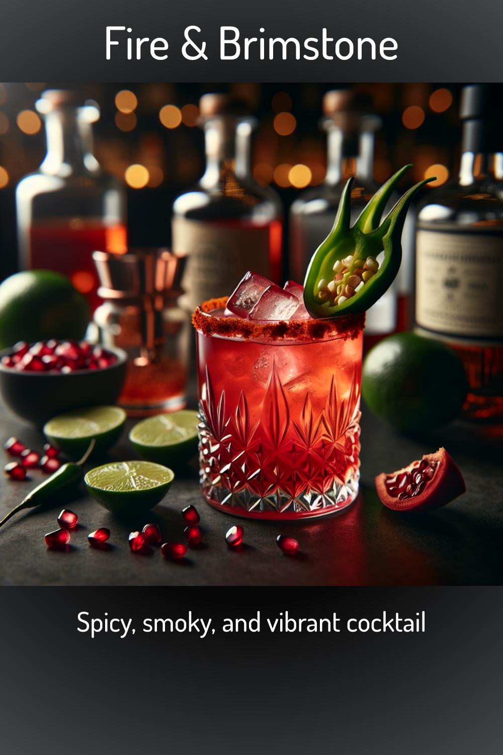 Fire & Brimstone, Spicy, smoky, and vibrant cocktail