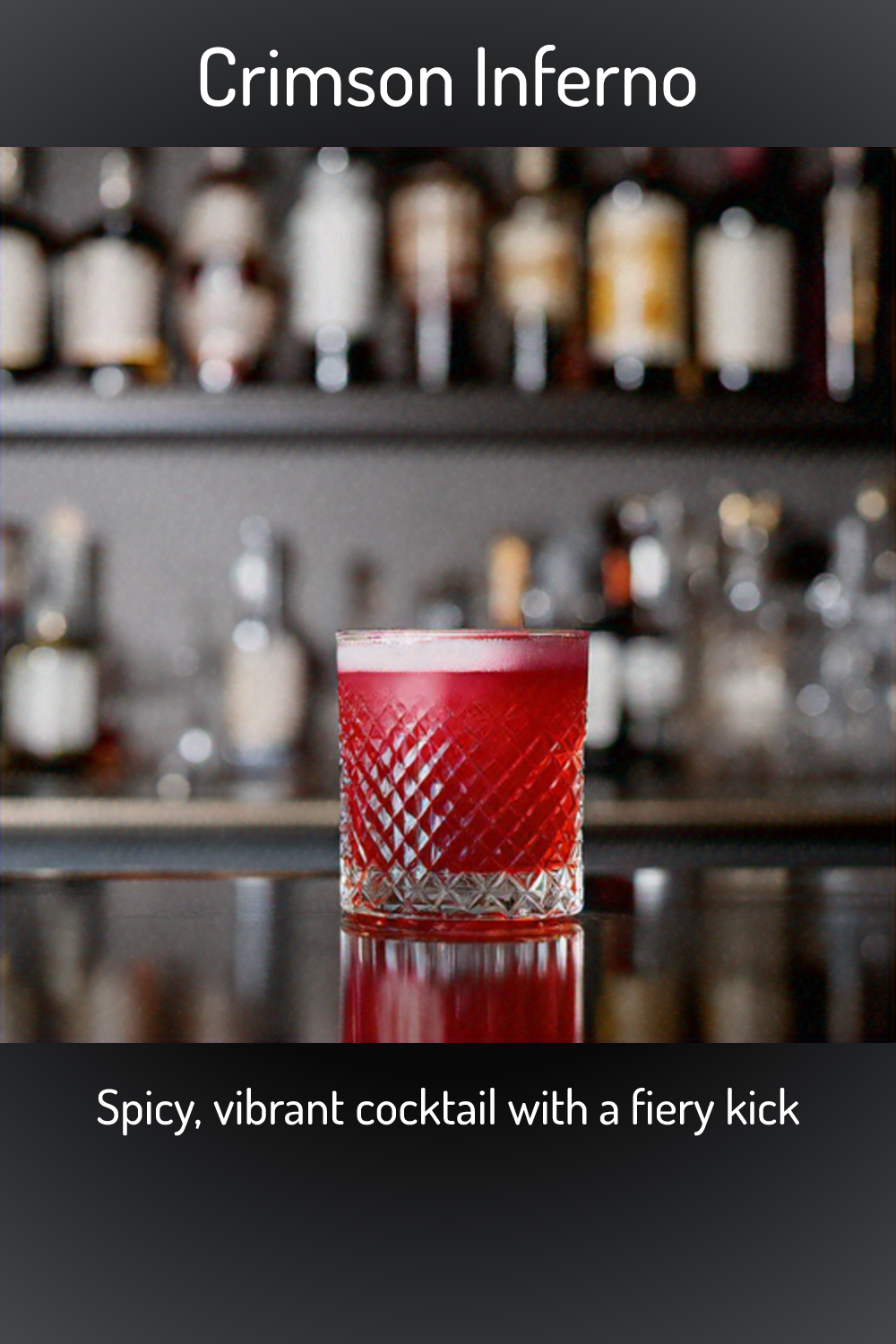 Crimson Inferno, Spicy, vibrant cocktail with a fiery kick