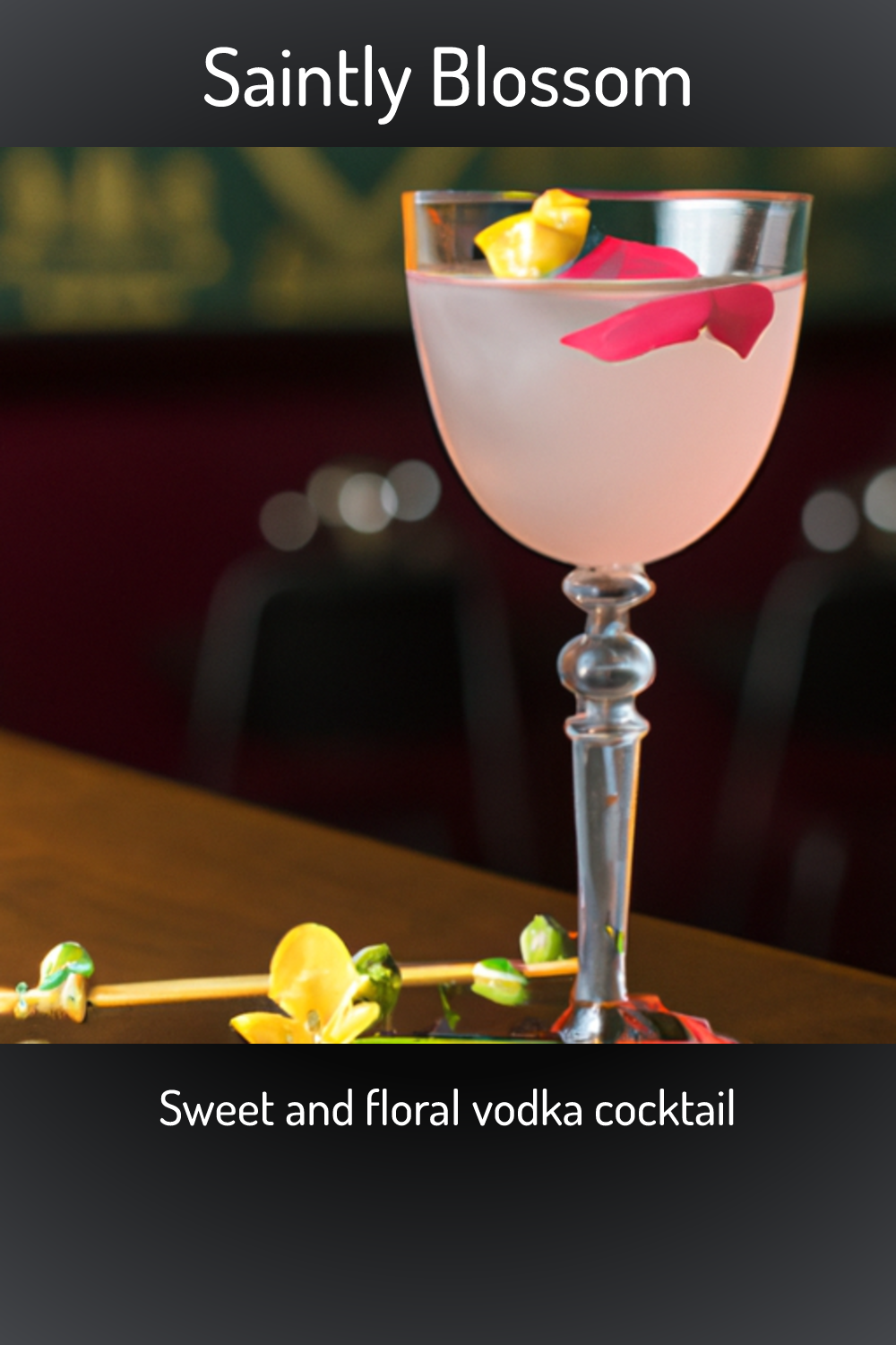 Saintly Blossom, Sweet and floral vodka cocktail