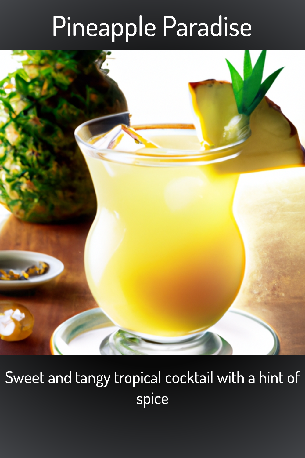 Pineapple Paradise, Sweet and tangy tropical cocktail with a hint of spice