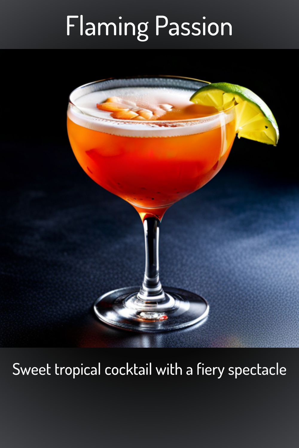 Flaming Passion, Sweet tropical cocktail with a fiery spectacle
