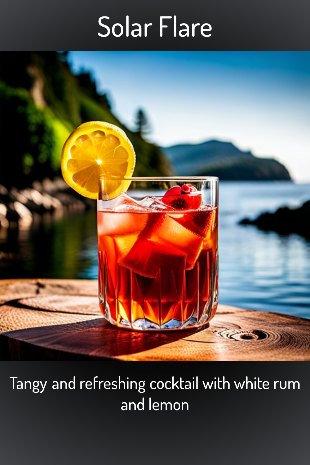 Solar Flare, Tangy and refreshing cocktail with white rum and lemon