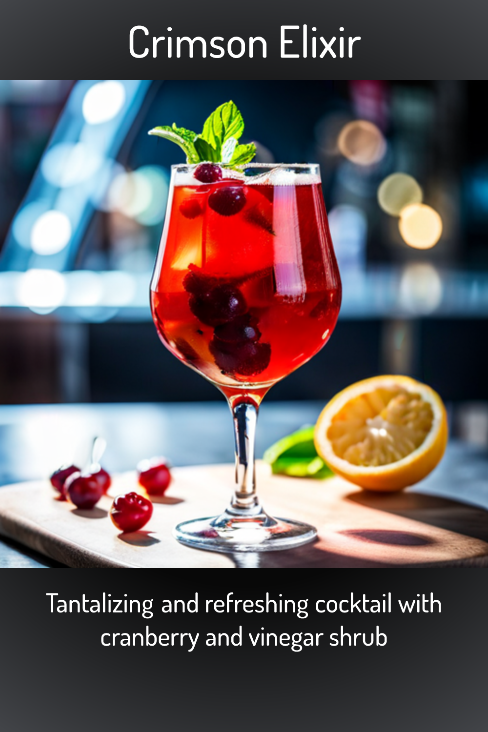 Crimson Elixir, Tantalizing and refreshing cocktail with cranberry and vinegar shrub