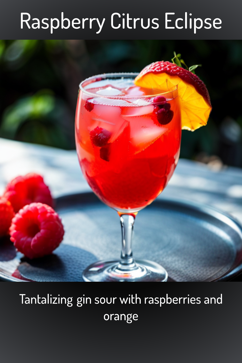 Raspberry Citrus Eclipse, Tantalizing gin sour with raspberries and orange