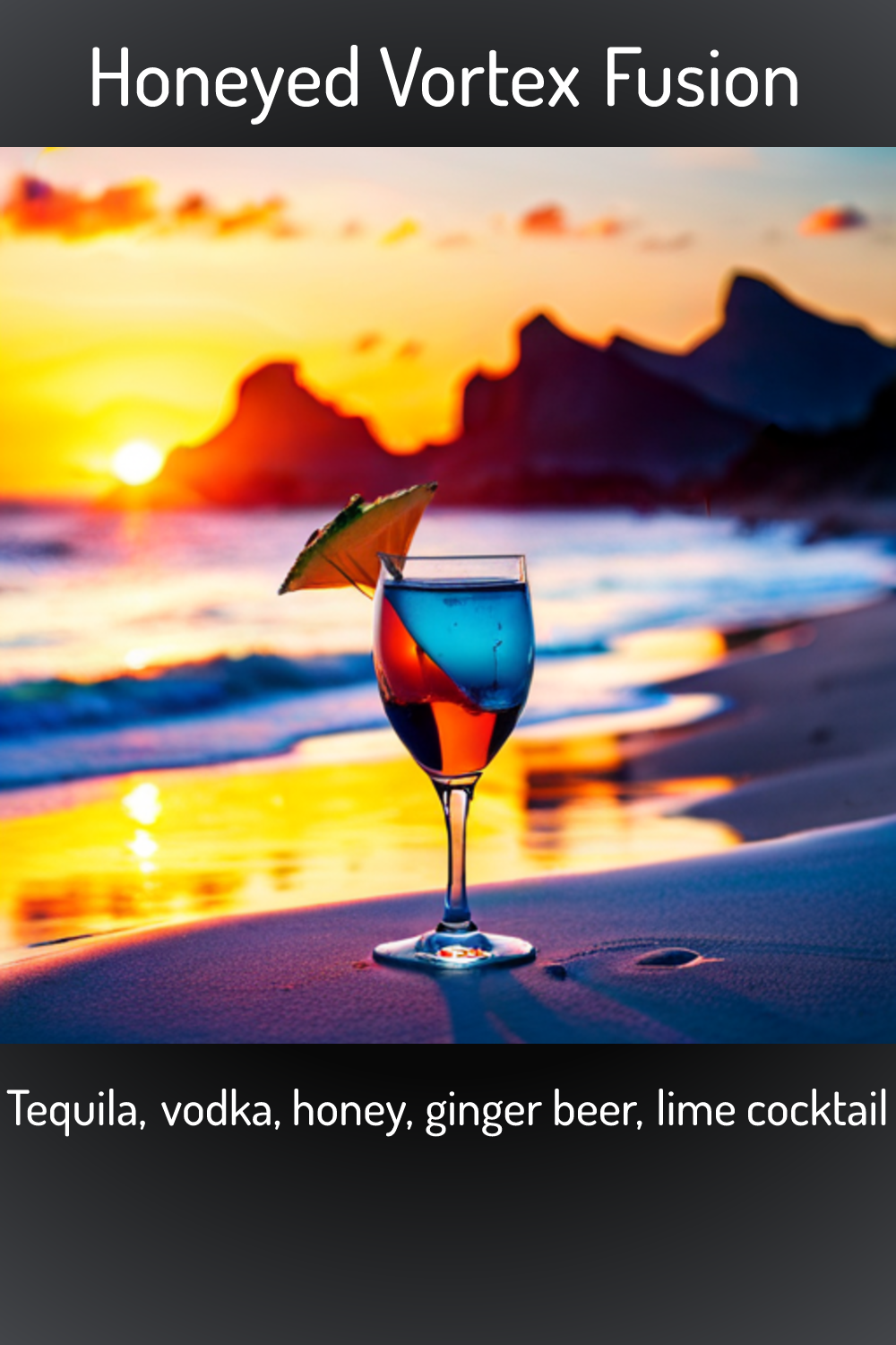 Honeyed Vortex Fusion, Tequila, vodka, honey, ginger beer, lime cocktail