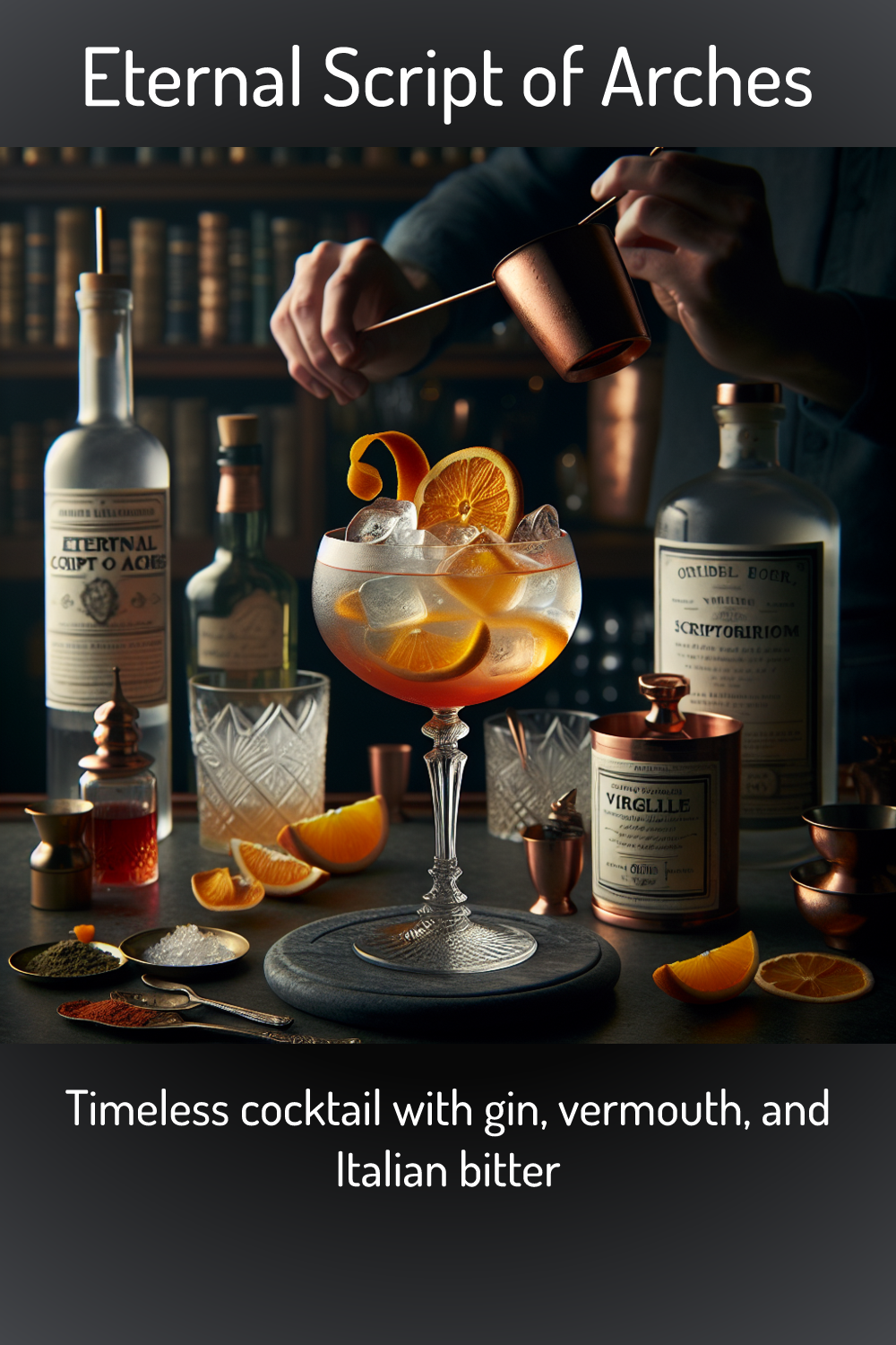 Eternal Script of Arches, Timeless cocktail with gin, vermouth, and ...