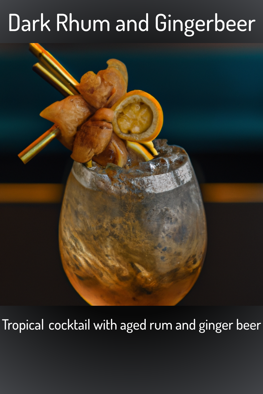 Dark Rhum and Gingerbeer, Tropical cocktail with aged rum and ginger beer