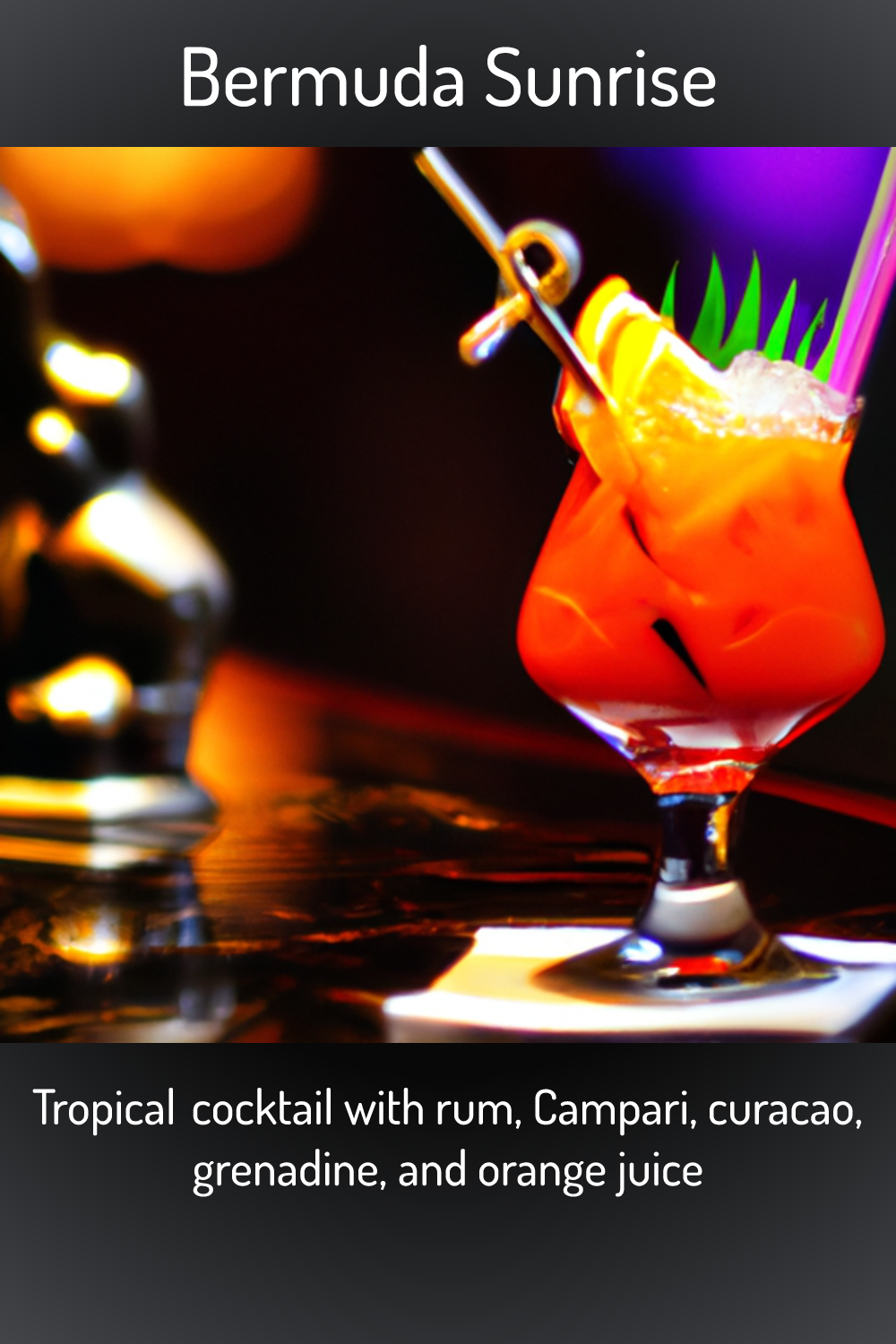 Bermuda Sunrise, Tropical cocktail with rum, Campari, curacao ...