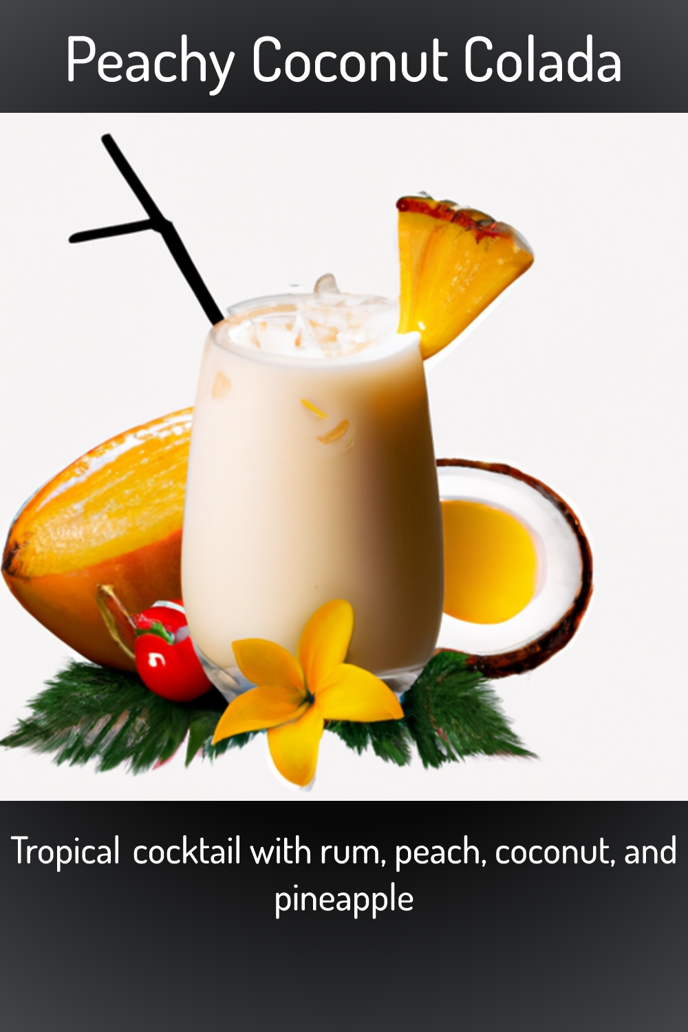 Peachy Coconut Colada, Tropical cocktail with rum, peach, coconut, and ...