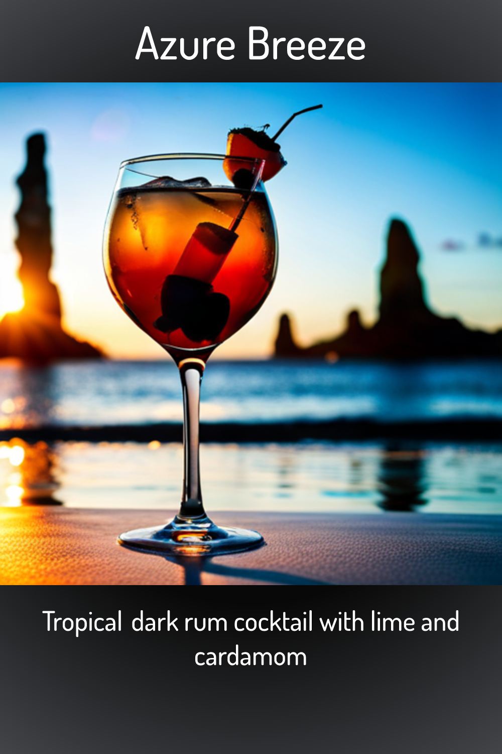 Azure Breeze Tropical Dark Rum Cocktail With Lime And Cardamom