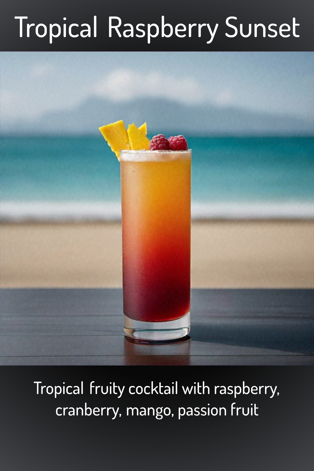 Tropical Raspberry Sunset, Tropical fruity cocktail with raspberry ...